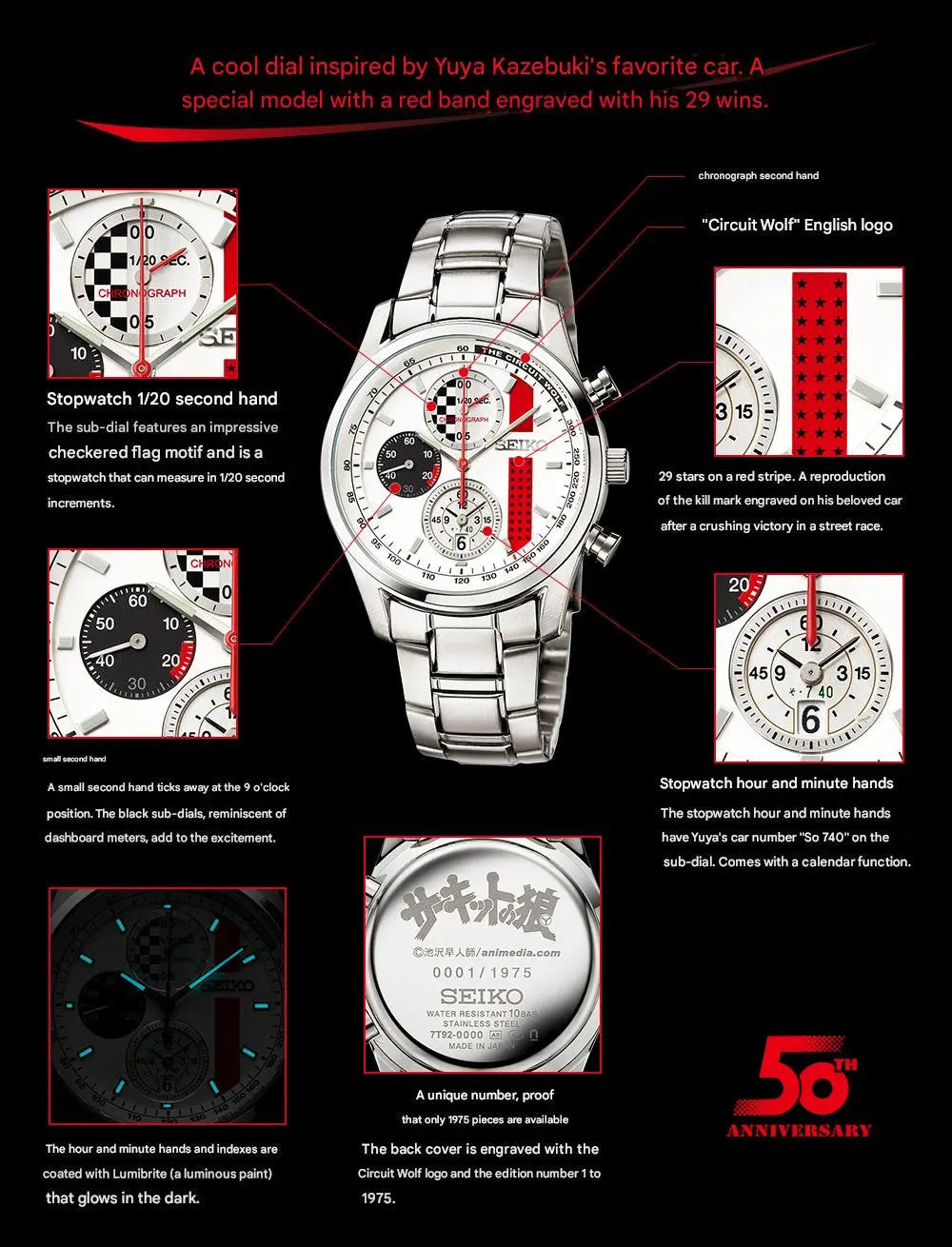 Circuit Wolf 50th Manga Series Anniversary x Seiko Collaboration Watch ...