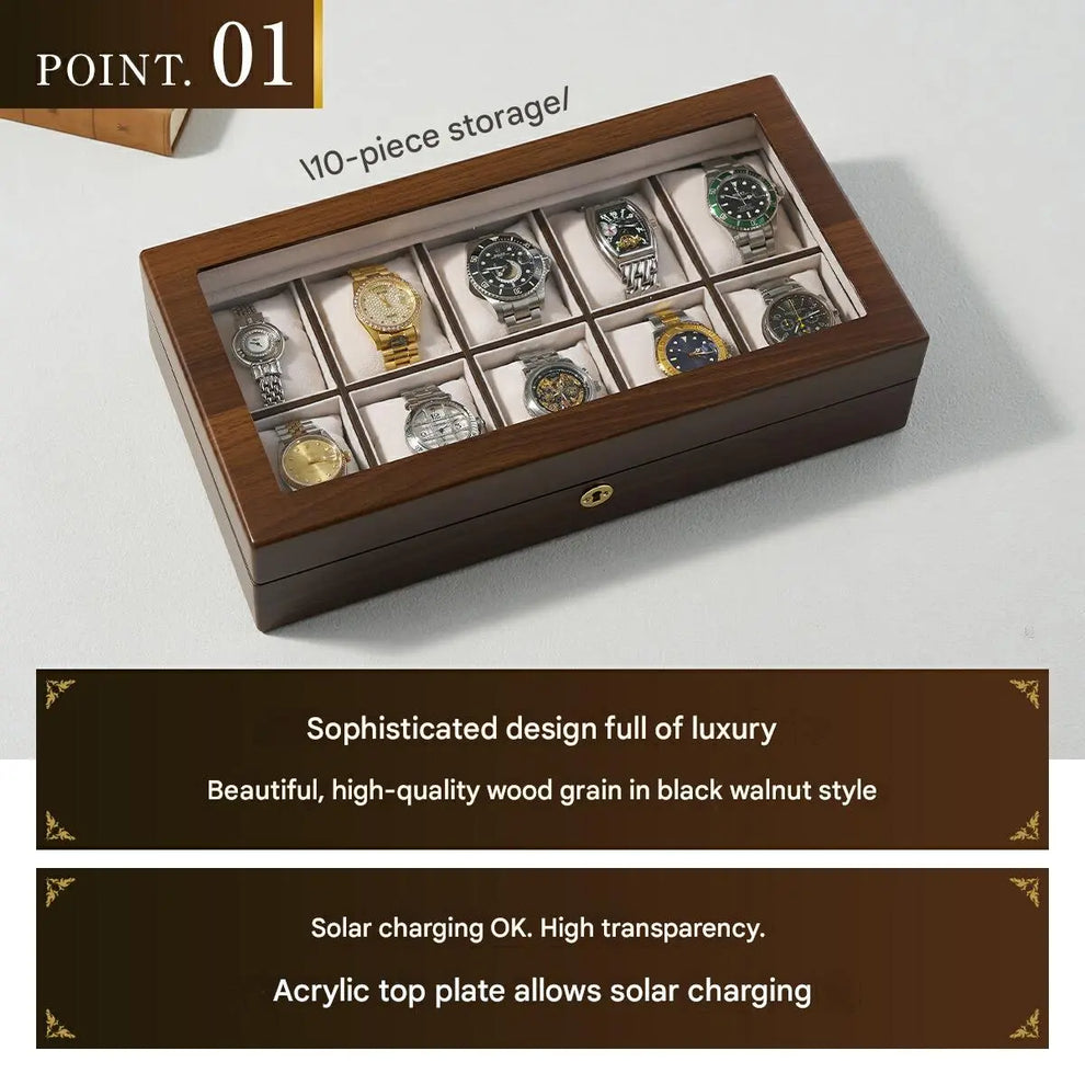 Handmade Lockable Wooden Watch Box for 10 Watches Made in Japan – The ...