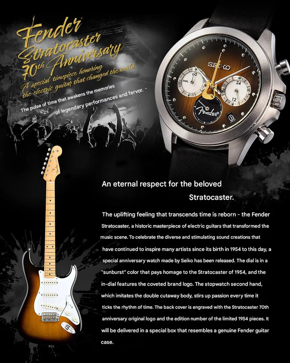 Seiko Fender Stratocaster 70th Anniversary Official Watch Limited Edit ...